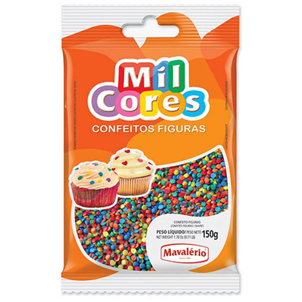 SLM Casa do confeiteiro. Confeito Figuras Mini Confete Mil Cores 150g - MAVALÉRIO